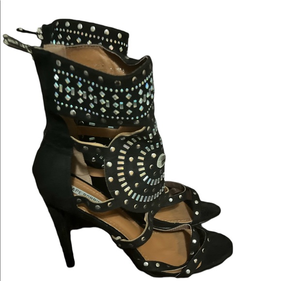 Cape Robbin | Shoes | Strappy Black And Silver Stiletto Cape Robbin ...